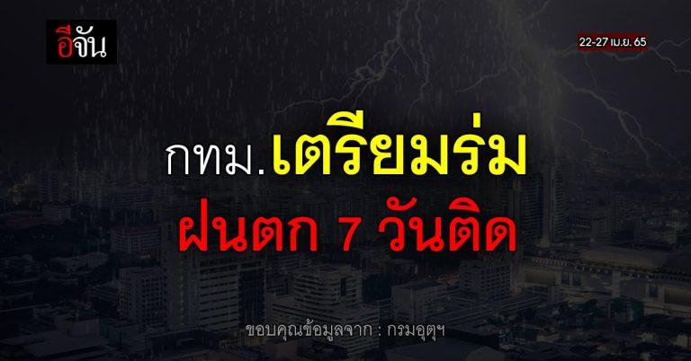 กรมอุตุฯ เผย พยากรณ์อากาศ 7 วันข้างหน้า กรุงเทพฯเจอฝน อีจัน